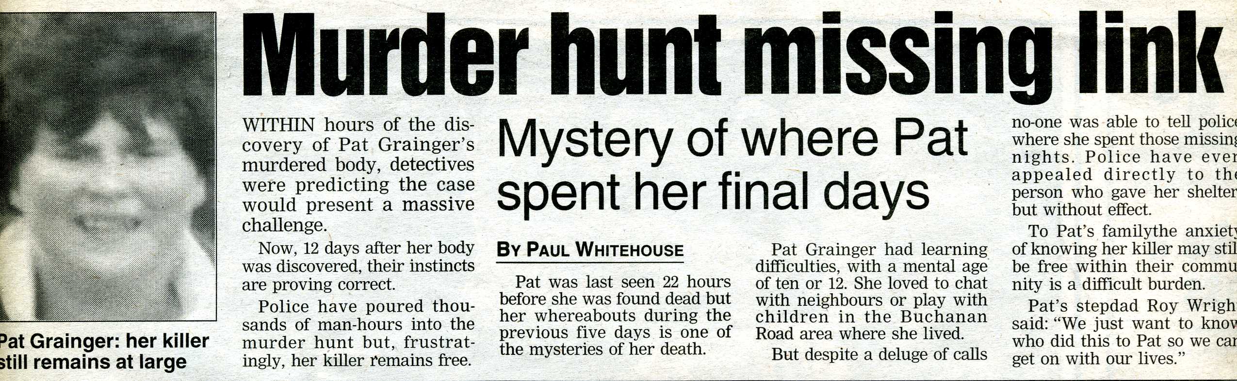 Murder hunt missing link - Mystery of where Pat spent her final days ...